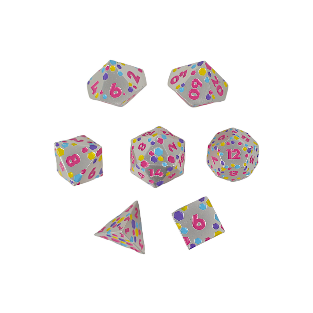 Let's Play Games - Dice Set: Metal RPG - Inscripted Hex: Pastel White ...