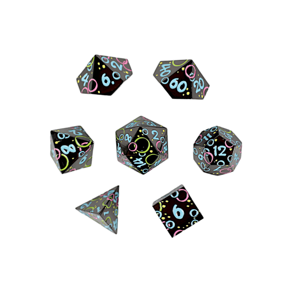 Let's Play Games - Dice Set: Metal RPG - Inscripted Bubbles: Rainbow B ...