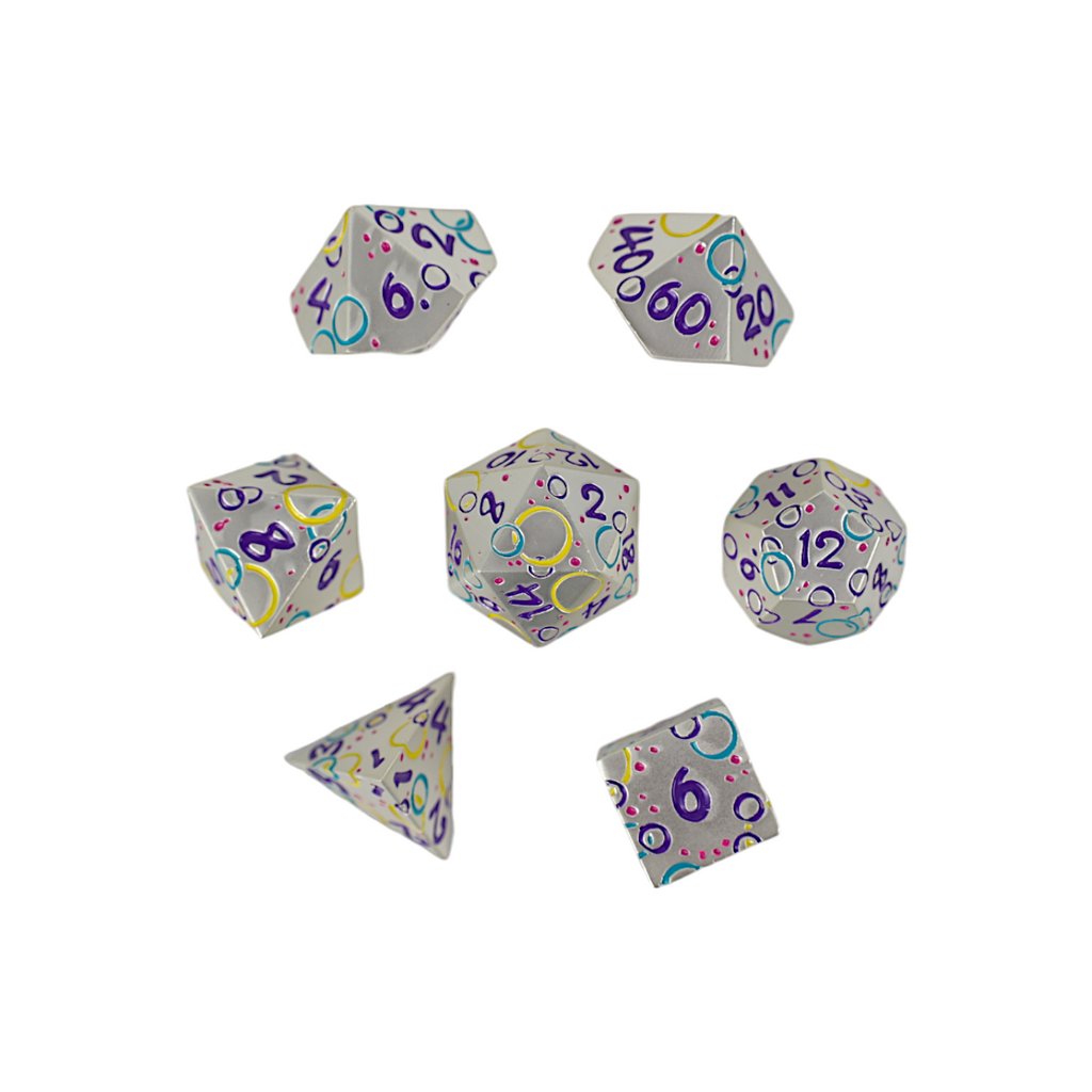 Let's Play Games - Dice Set: Metal RPG - Inscripted Bubbles: Pastel Wh ...