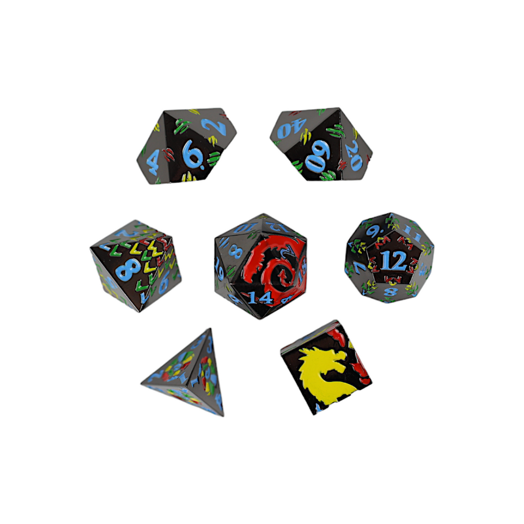 Let's Play Games - Dice Set: Metal RPG - Inscripted Dragon: Rainbow ...