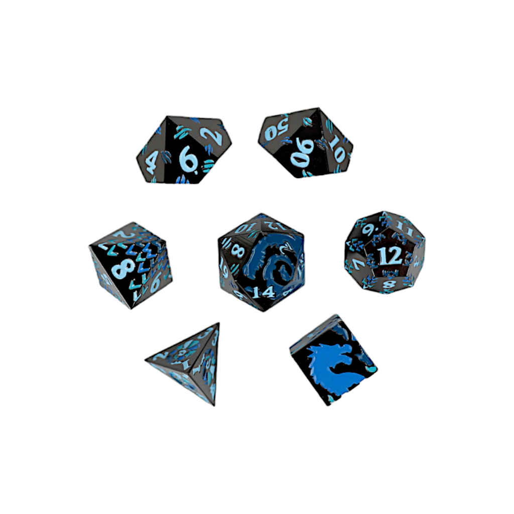 Let's Play Games - Dice Set: Metal RPG - Inscripted Dragon: Blue ...