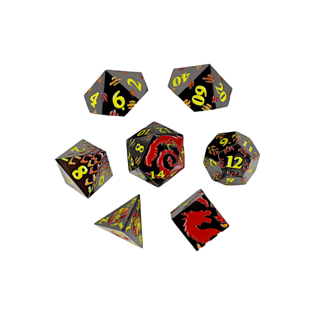 Let's Play Games - Dice Set: Metal RPG - Inscripted Dragon: Red – Table ...