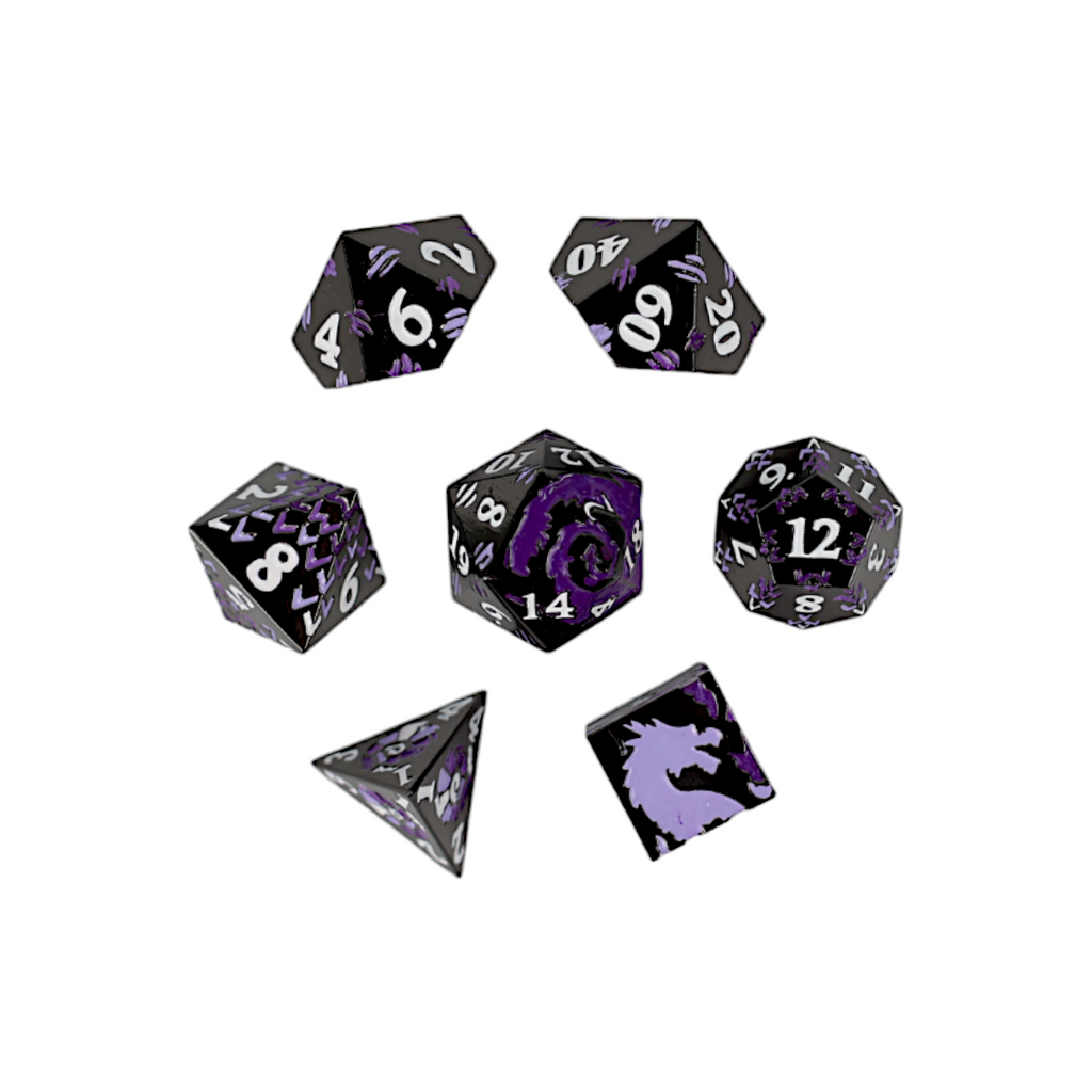 Let's Play Games - Dice Set: Metal RPG - Inscripted Dragon: Purple ...
