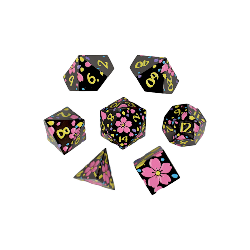 Let's Play Games - Dice Set: Metal RPG - Inscripted Sakura: Pastel Bla ...