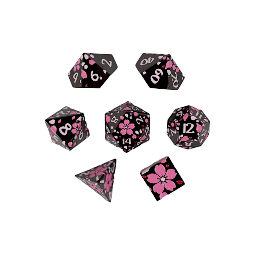 Let's Play Games - Dice Set: Metal RPG - Inscripted Sakura: Black Pink ...