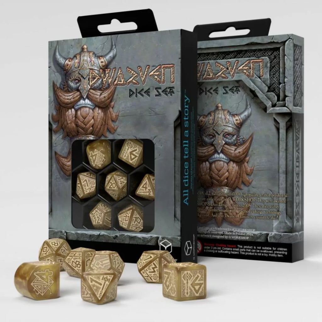 Q Workshop - 7pc RPG Dice Set: Dwarven - Gold – Table Top Warfare